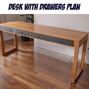 Desk With Drawers Pdf Plan- Standing Desk - Home Office Desk- Step by ...
