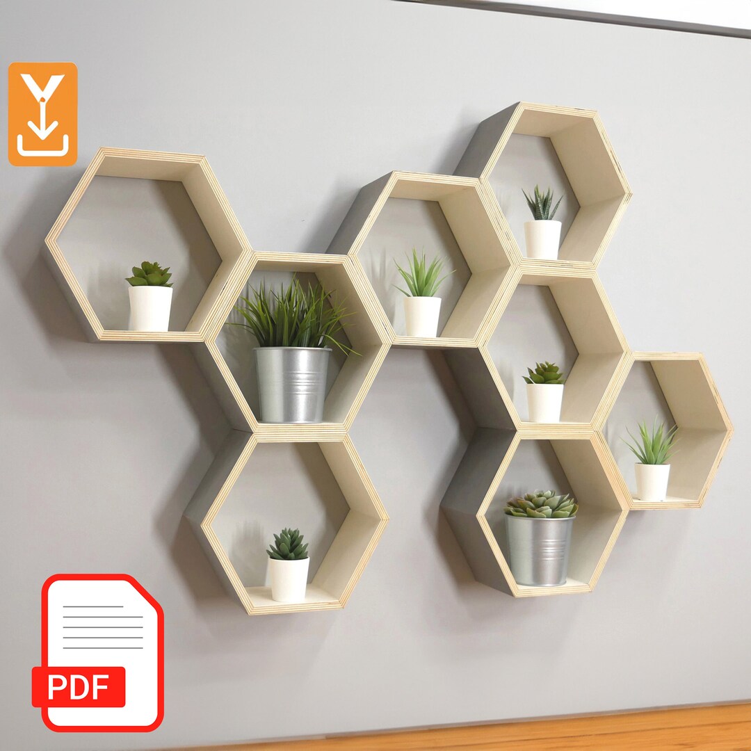 Floating Hexagon Shelf Plan Geometric Shelves hexagon Shelves hexagon ...