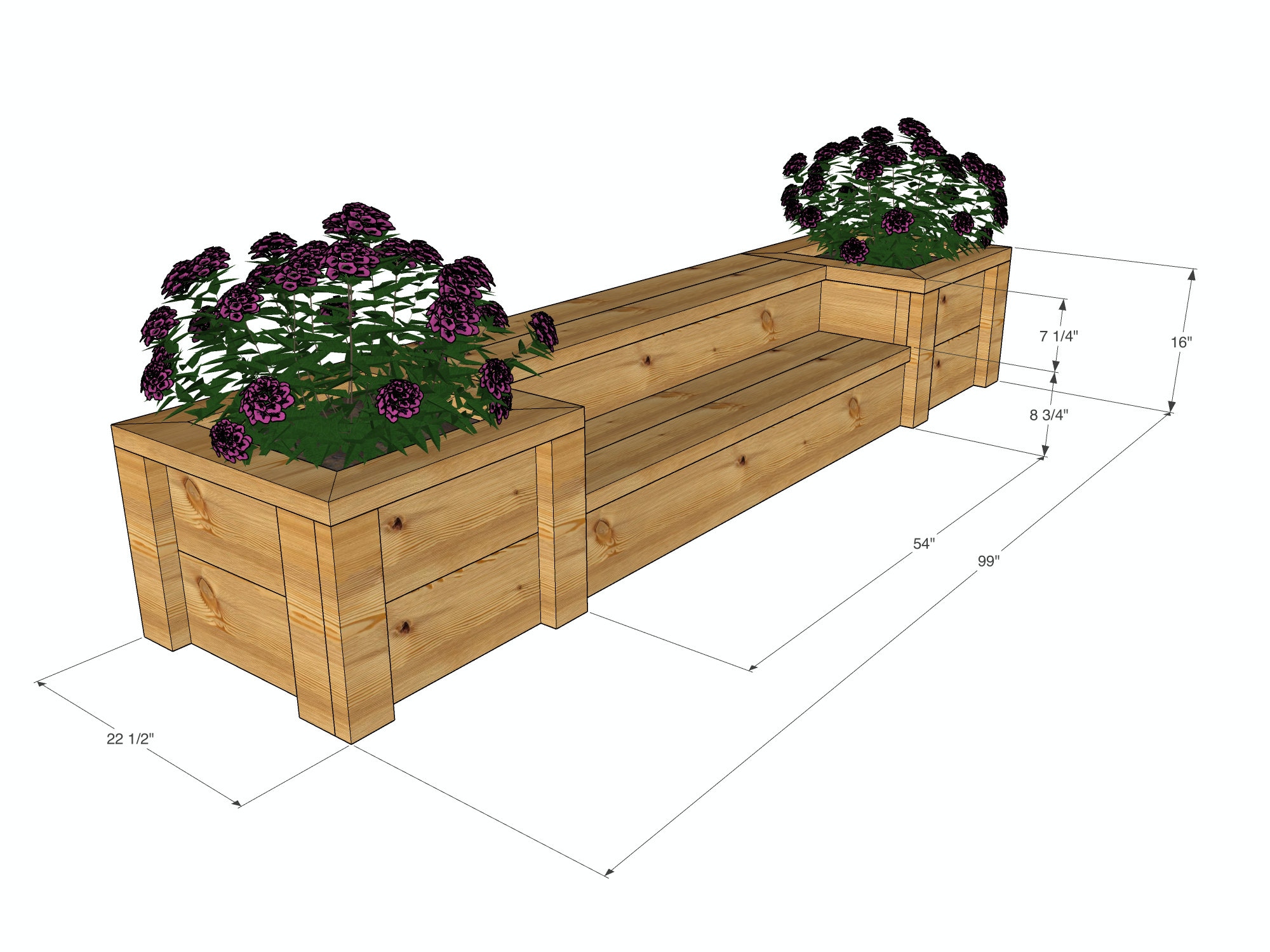 DIY Wooden Planter Box Plan, DIY Outdoor Planter, Fence Picket Flower ...