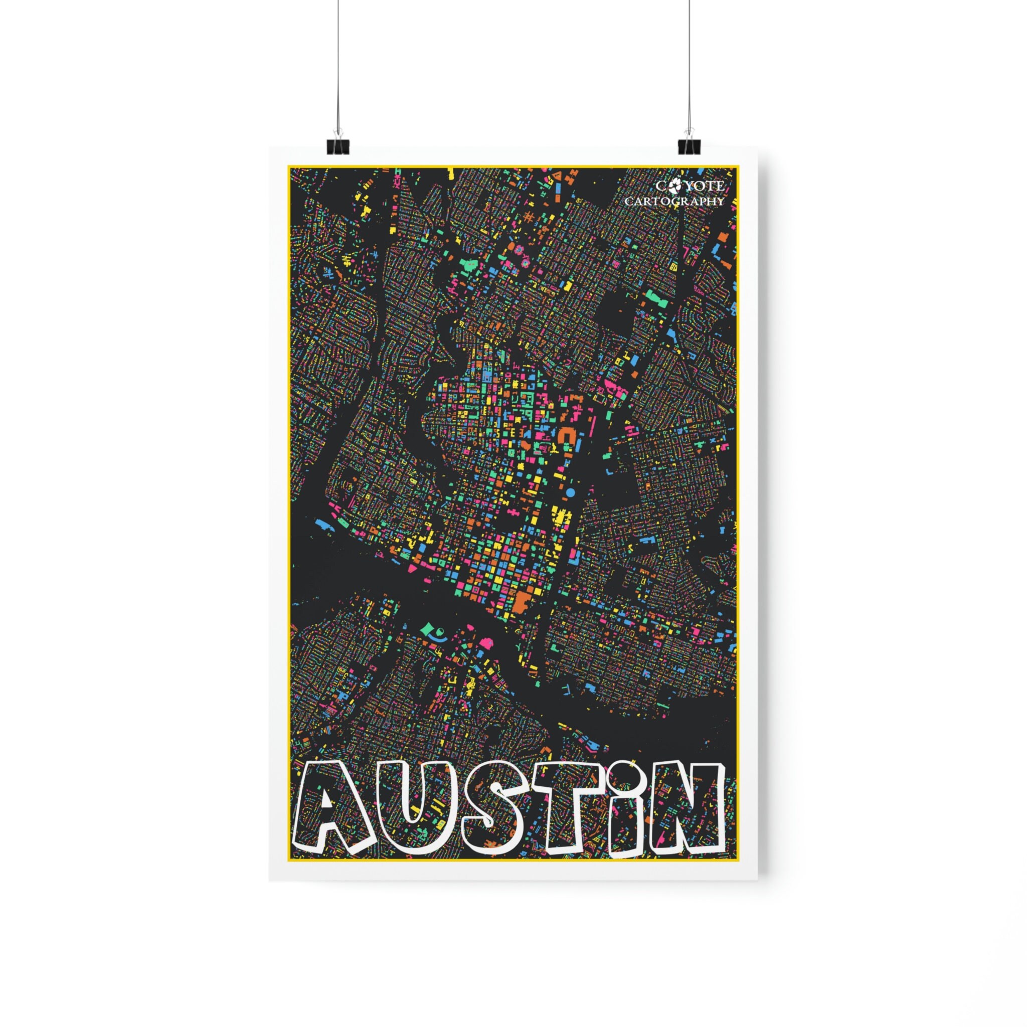 Colorful Austin City Map Figure-ground Map Poster - Etsy
