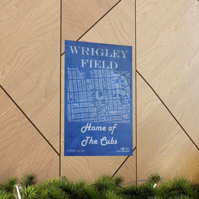 Wrigley Field Stadium Map Poster Chicago Cubs Blueprint Style - Etsy