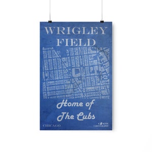 Wrigley Field Stadium Map Poster Chicago Cubs Blueprint Style - Etsy