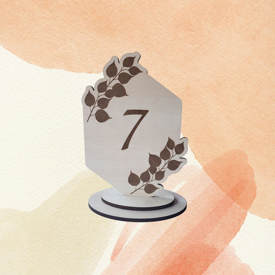 Wedding Table Number Rustic Wedding Decor Wooden Modern Event Engraved ...