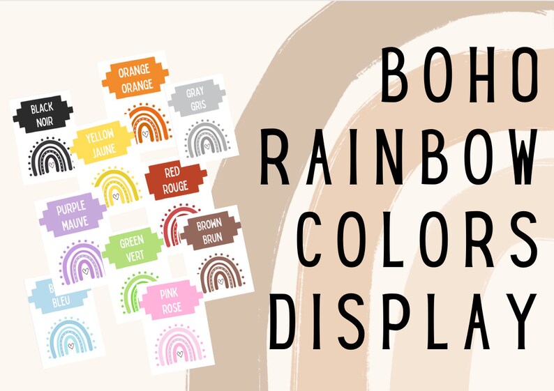 BOHO Rainbow Classroom Colors Poster. - Etsy
