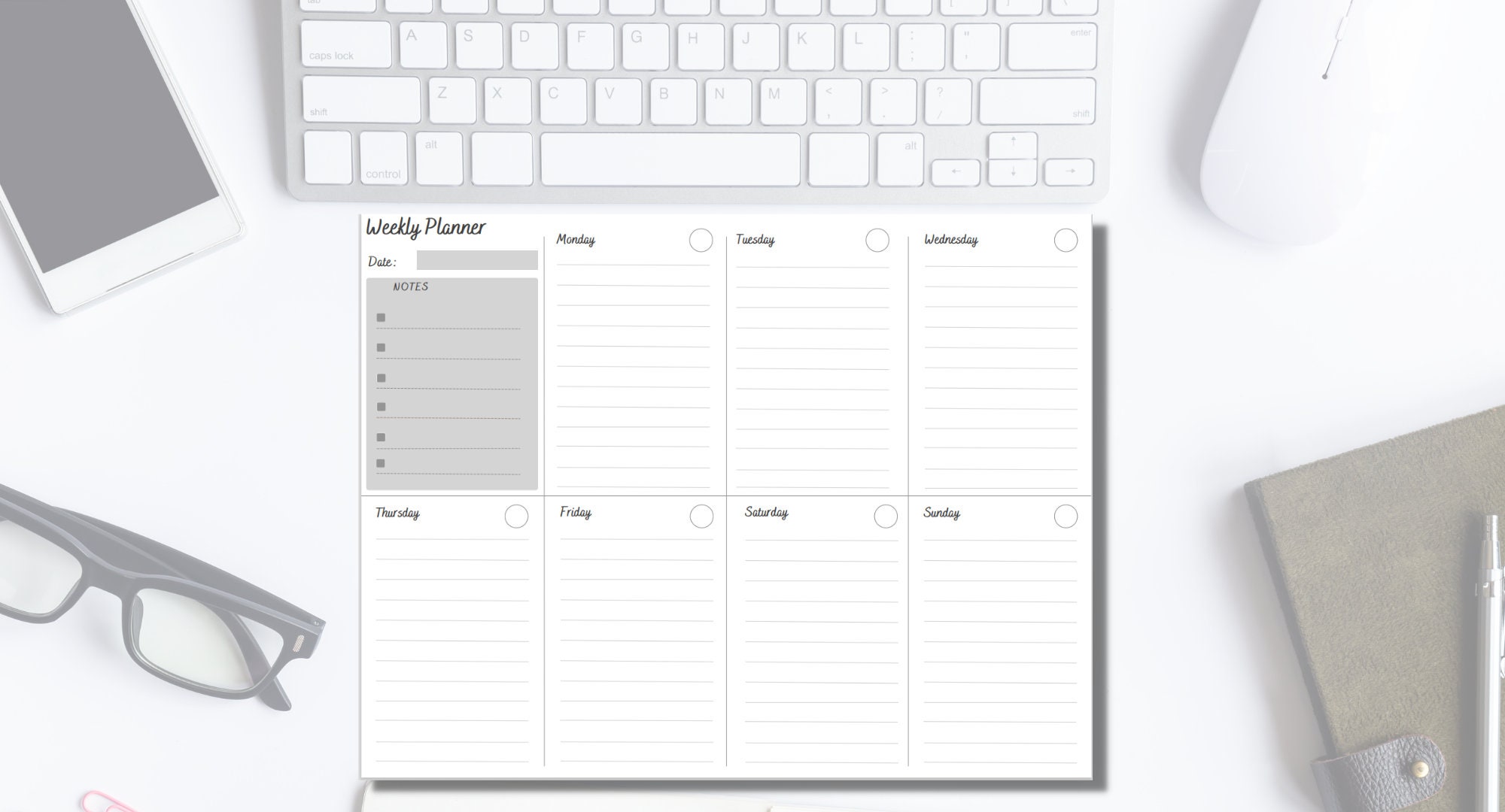 Weekly Planner to Do List | Version Printable and Digital | Horizontal ...