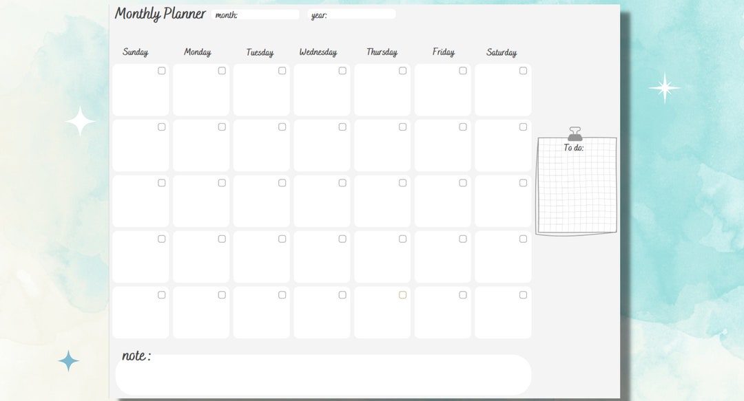 Monthly Calendar Printable | Minimalist - Etsy