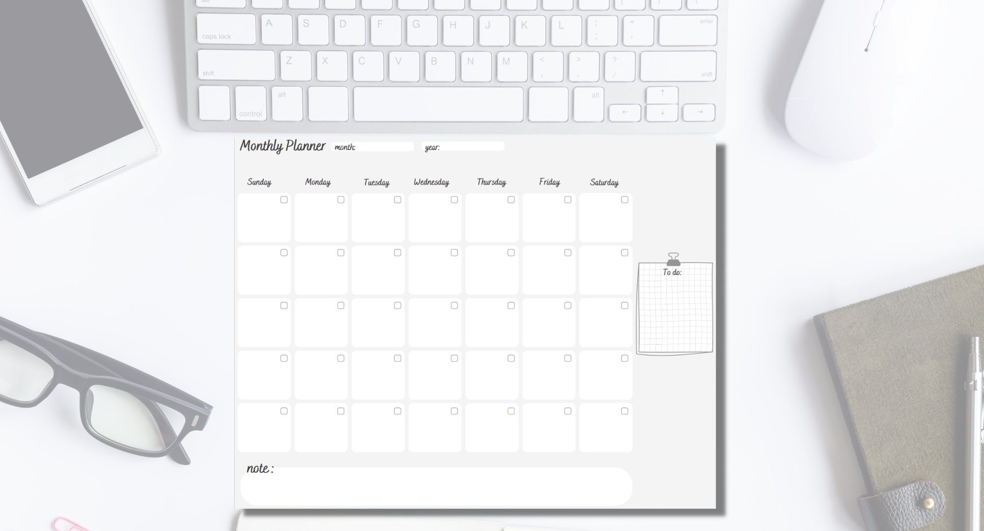 Monthly Calendar Printable | Minimalist - Etsy