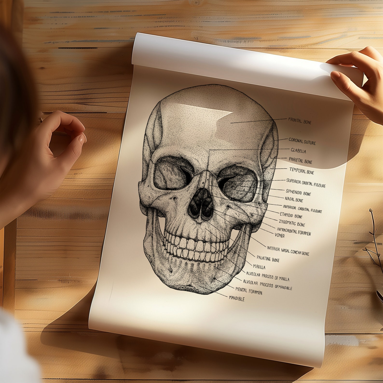 Anterior Skull (labelled) | Human Anatomy Prints | Clinically Accurate ...