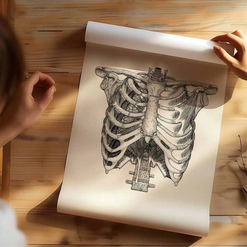 Rib Cage Musculature Anatomy Poster Print | Clinic Decor Wall Hangings ...