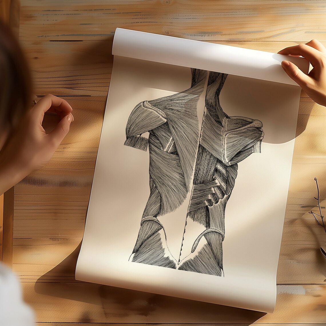 Back Musculature Anatomy Art Print | Hand-drawn Clinic Decor for ...