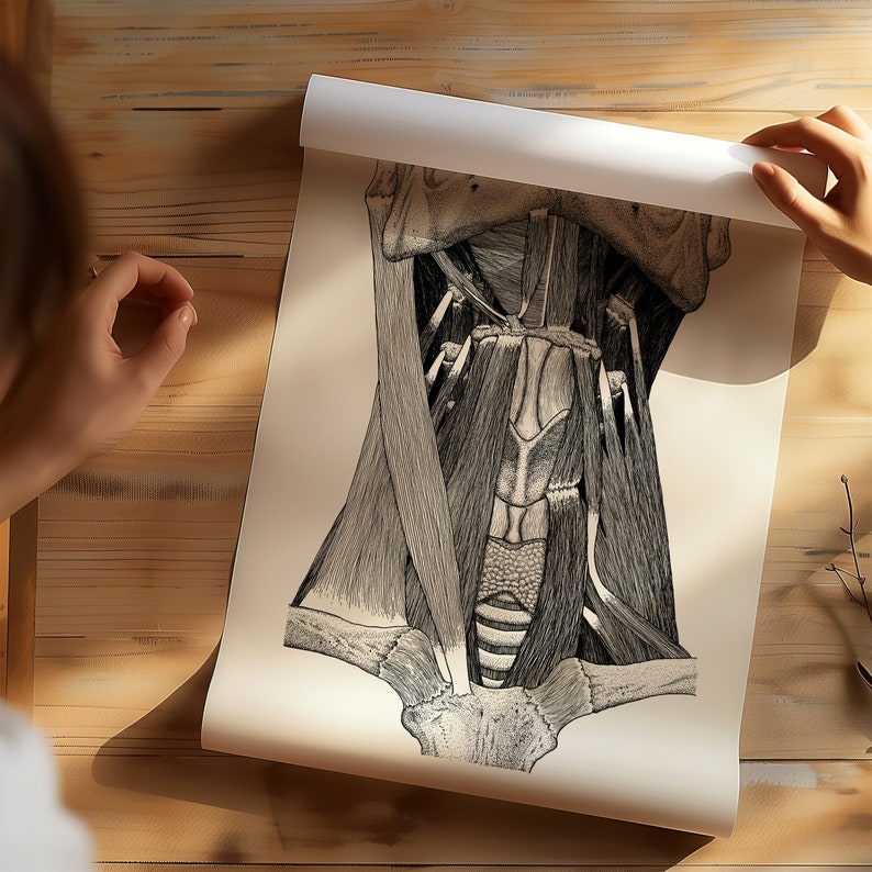 Neck and Hyoid Musculature Human Anatomy Print | Medical Decoration ...
