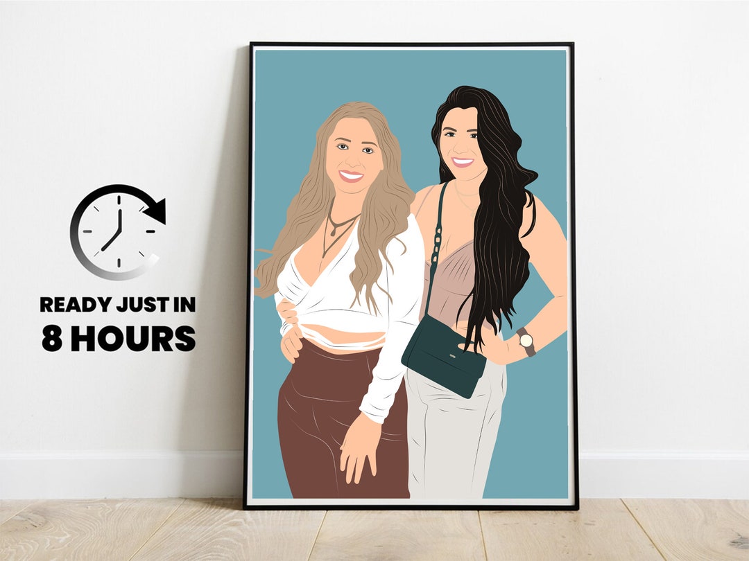 Custom Friend Portrait, Faceless Portrait Print, Birthday Gift for Best ...