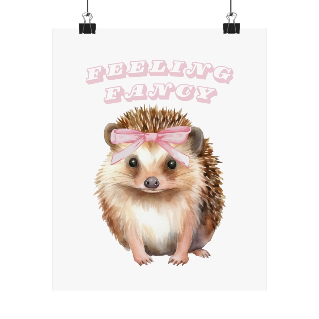 Coquette Pink Bow Soft Girl Bedroom Decor Hedgehog Wall Art Print ...
