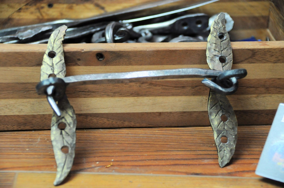 Hand Forged Gate/door Latch. Brass Plated Leaves. Elven Style. - Etsy