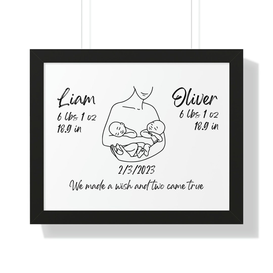 Twin Birth Stats Nursery Decor, the Day You Were Born, New Baby Gift ...