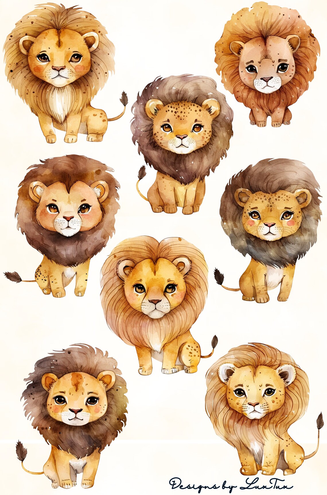 Watercolor Lion Clipart, Lions Clipart, Cute Lion, Watercolor Clipart ...