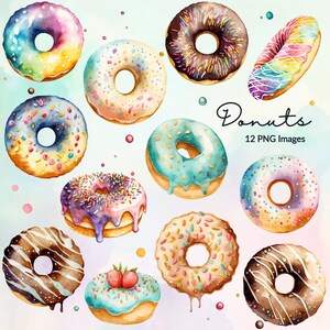 Watercolor Donut Clipart, Donuts Clip Art, Watercolor Clipart, Donut ...