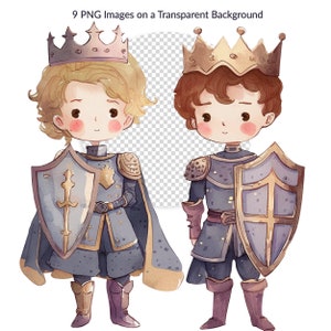 Watercolor Prince Clipart, Cute Prince Clipart, Watercolor Clipart, Boy ...