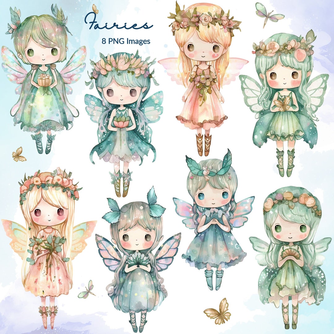 Watercolor Fairy Clipart, Cute Fairies Clipart, Watercolor Clipart ...