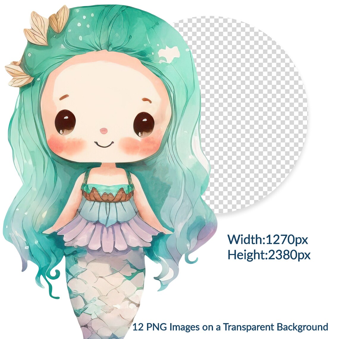 Watercolor Mermaid Clipart, Cute Maermaids, Watercolor Clipart, Mermaid ...