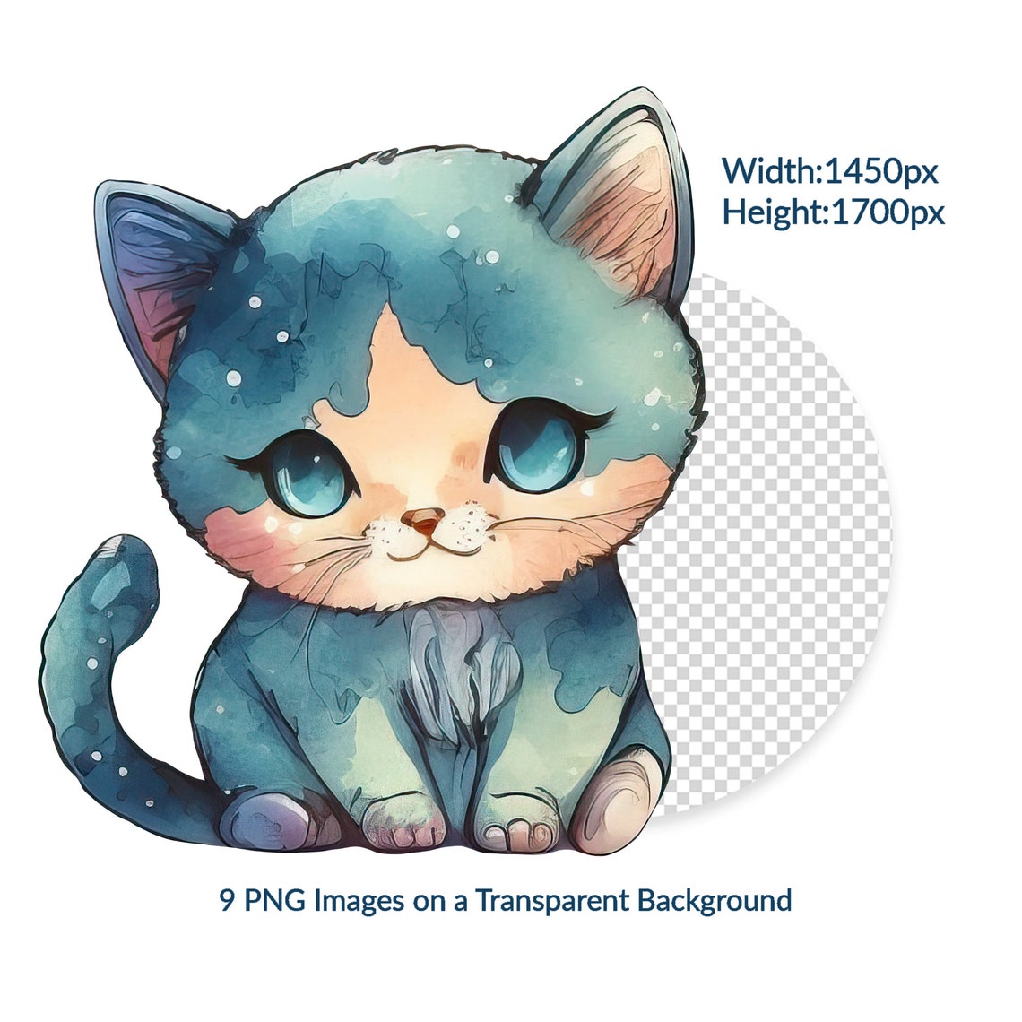 Watercolor Cats Clipart,cat Clipart, Cute Kittens, Fluffy Cats ...