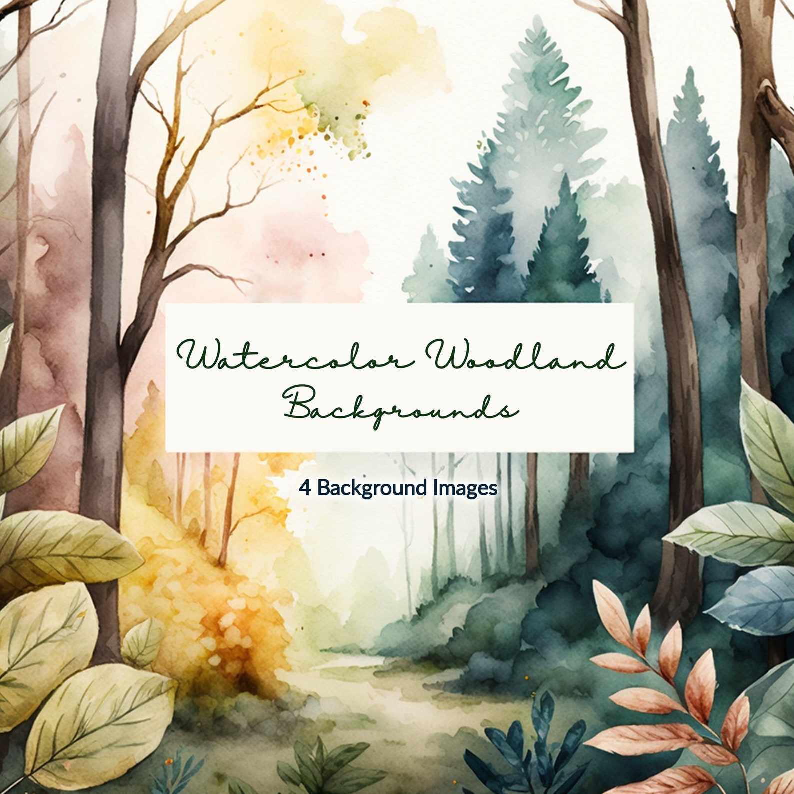 Watercolor Woodland Background Clipart, Watercolor Background PNG ...