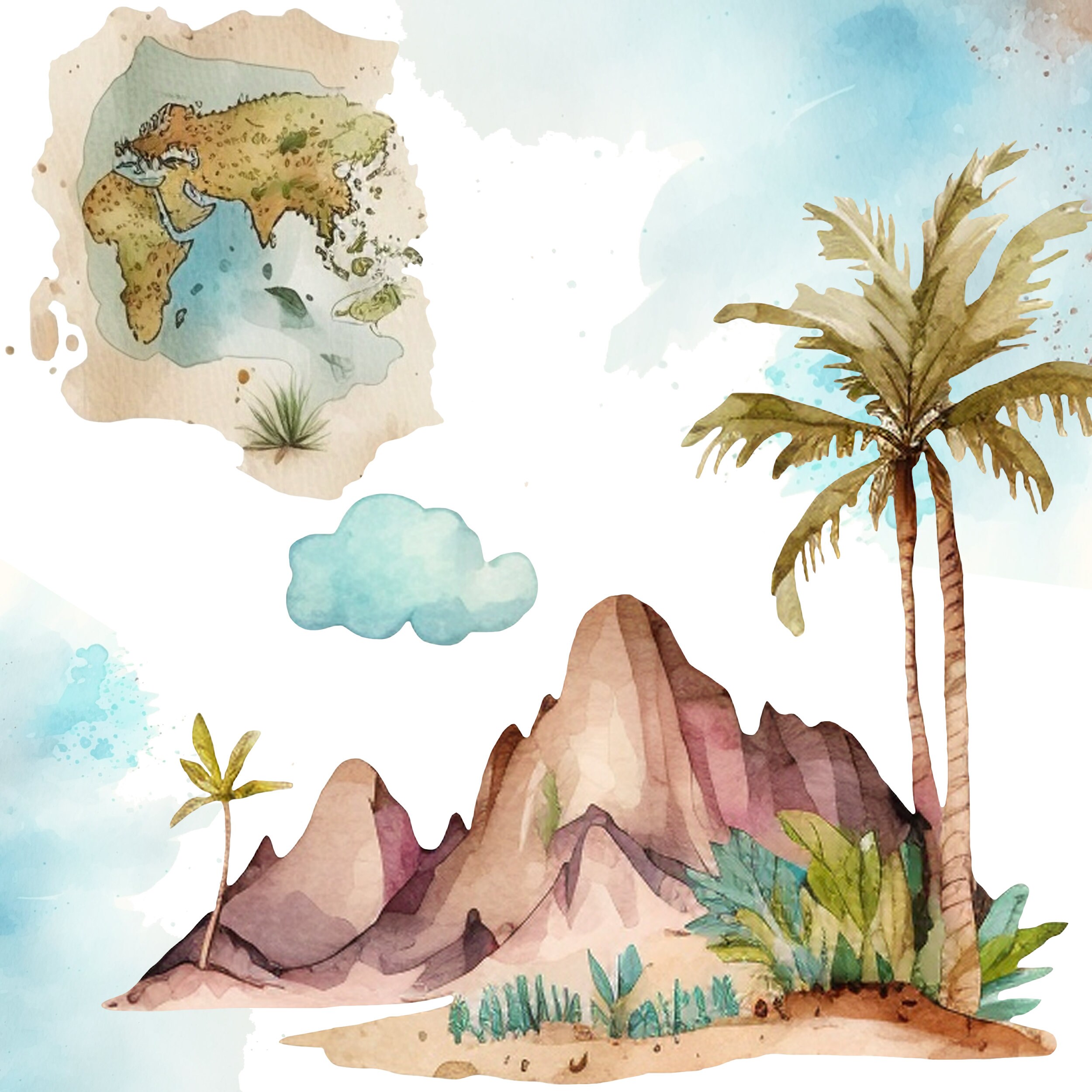 Watercolor Travel Clipart, Watercolor Travel Kit, Travel Girl Clipart ...
