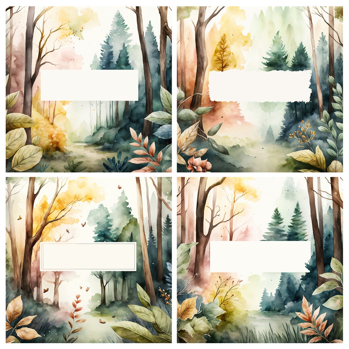 Watercolor Woodland Background Clipart, Watercolor Background PNG ...