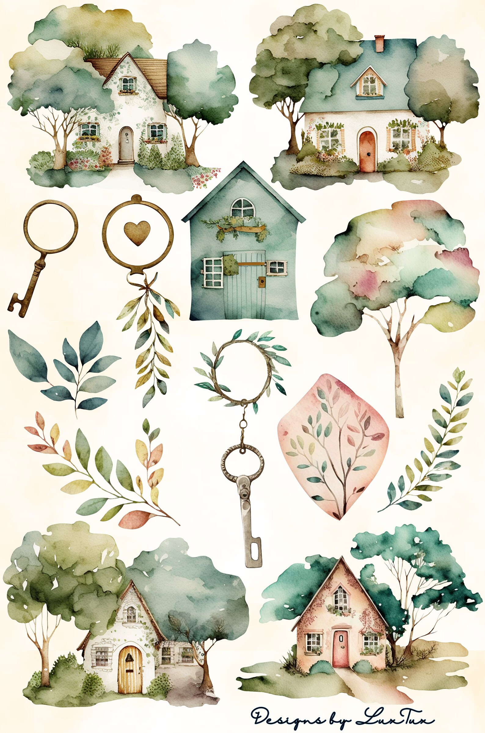 Watercolor Home Clipart, House Clipart, Clipart House, Watercolor ...