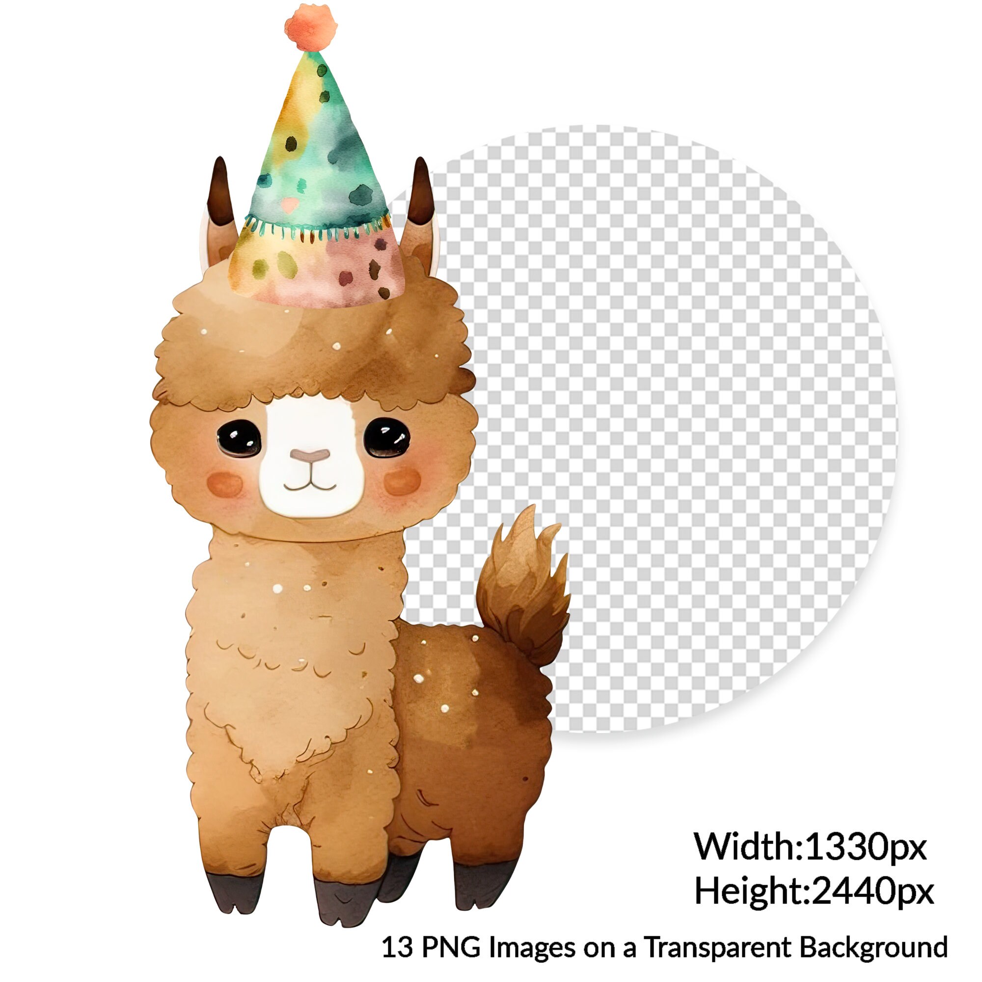 Watercolor Llama Fiesta Clipart, Llama Clipart, Fiesta, Fluffy Llamas ...