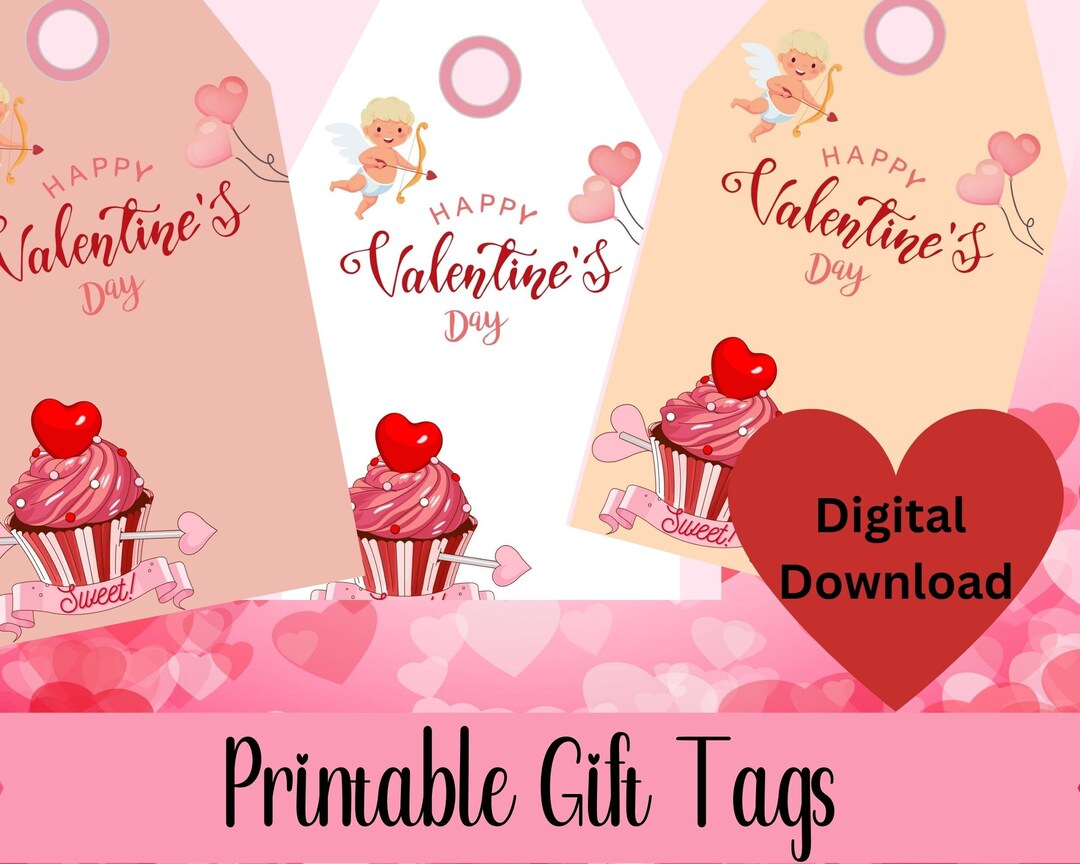 Happy Valentine's Day Gift Tags | Valentine Gift Label | Treat Bag Tags ...