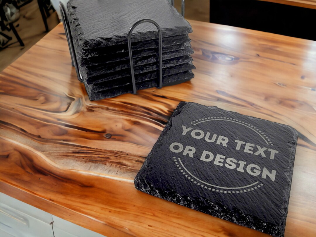 Slate Coaster, Custom, Personalized, Engraved Coasters (8pc Set) - Etsy