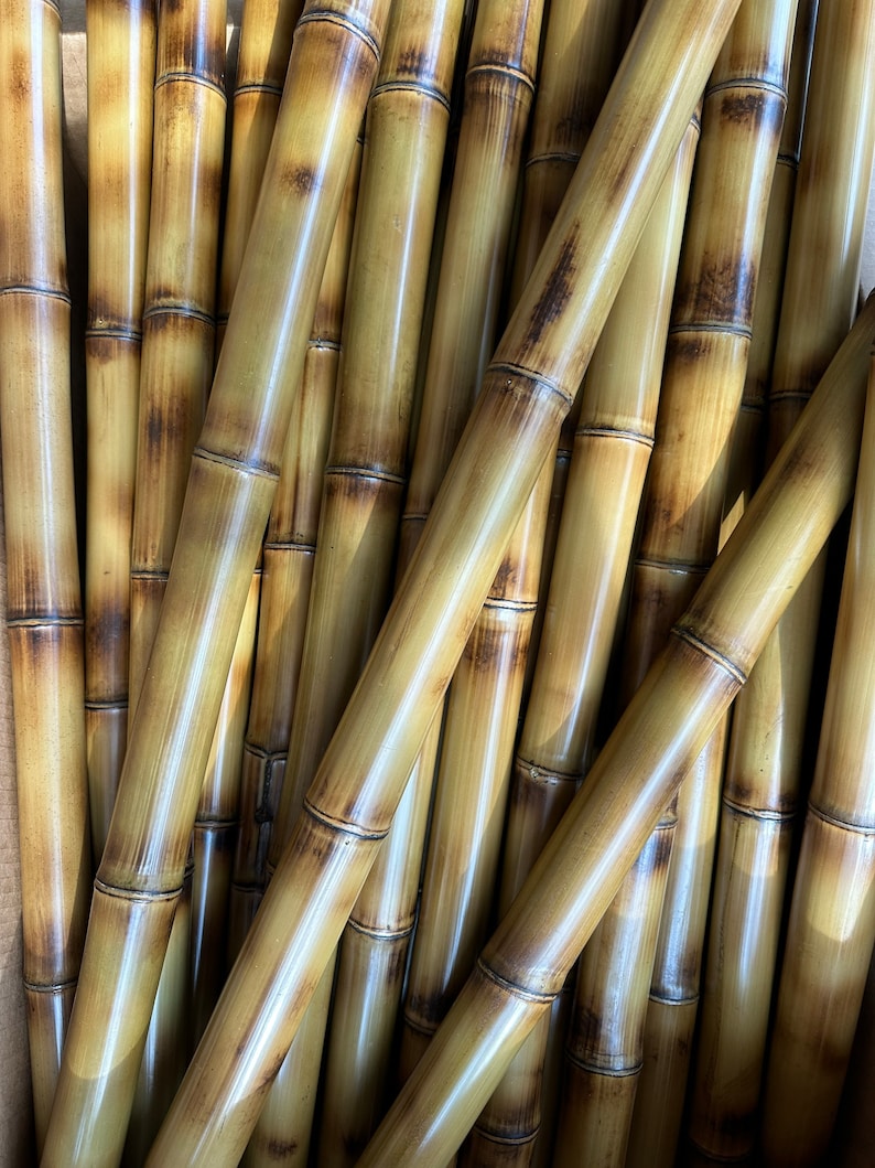 1.5” Diameter Flame Cured Bamboo Poles (set of 4): Natural Home Decor ...