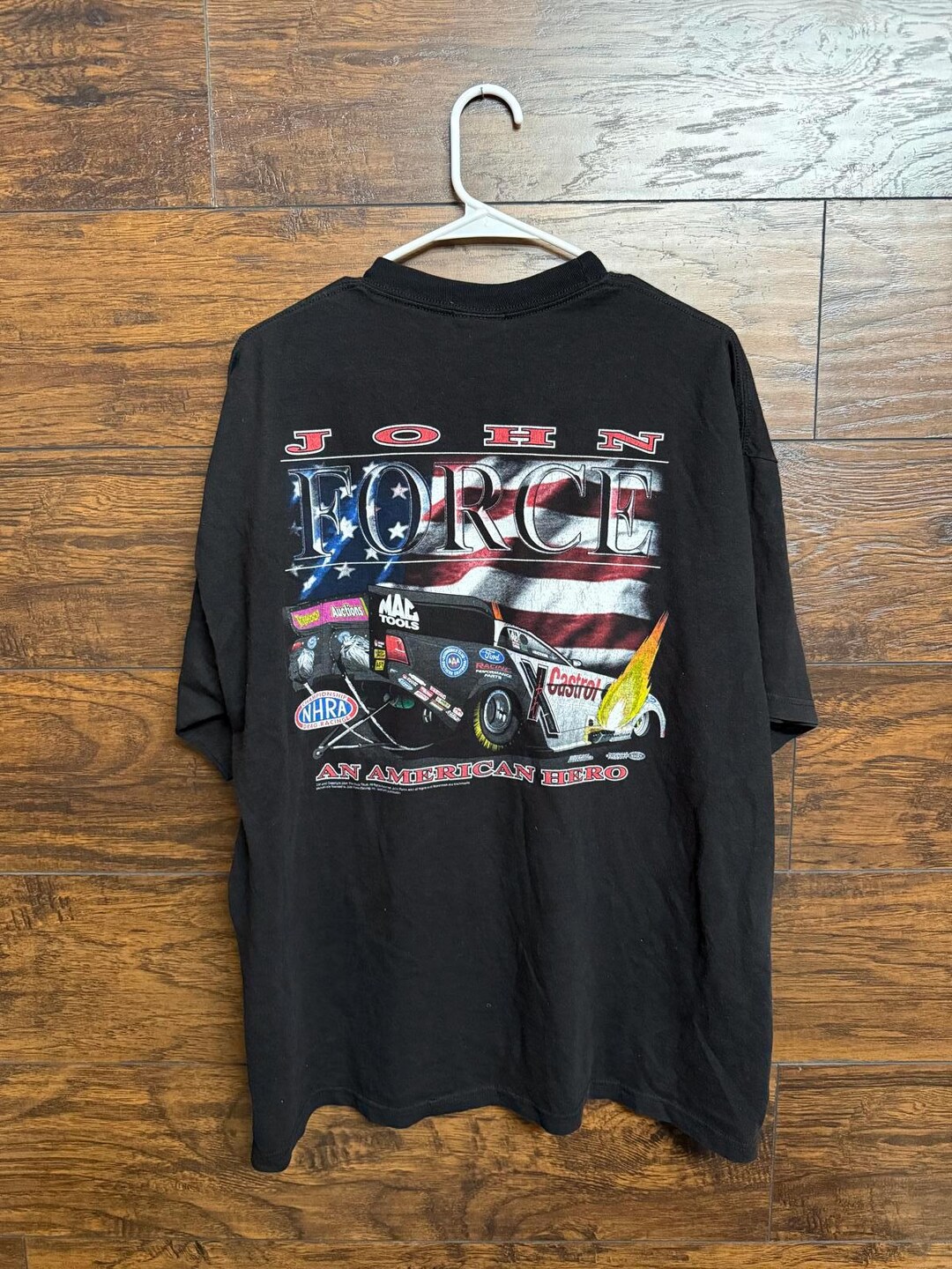 VTG John Force Drag Racing T-shirt Castrol GTX Flames XL - Etsy