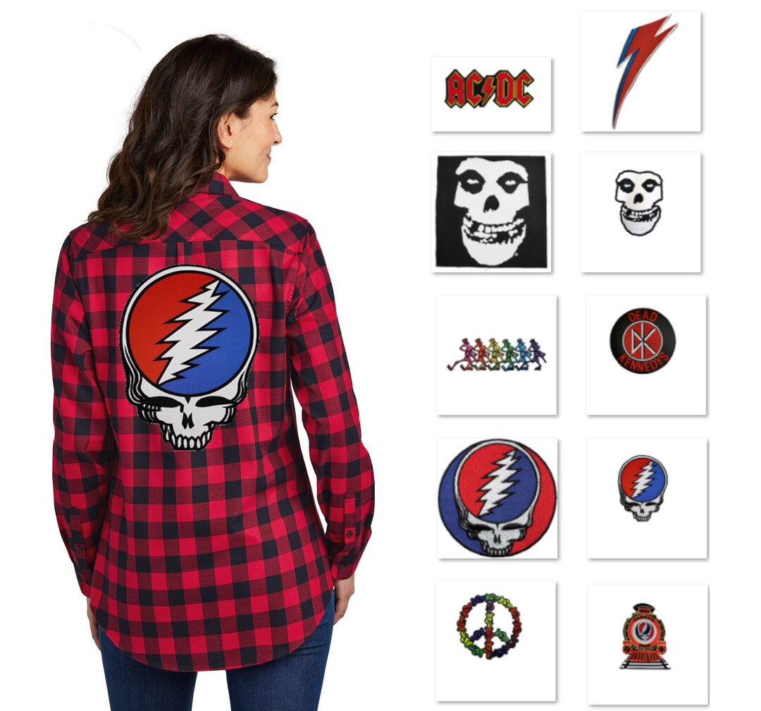 Punk Mom Flannel Shirts - Rockabilly Flannels Womens Rock Band Patch ...