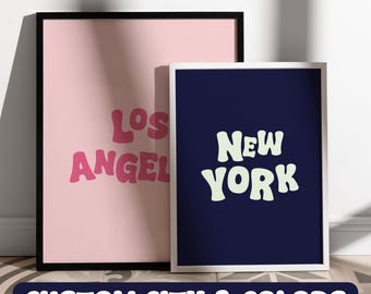 Custom City State Location | Digital Poster Print | Unique Retro Wall ...