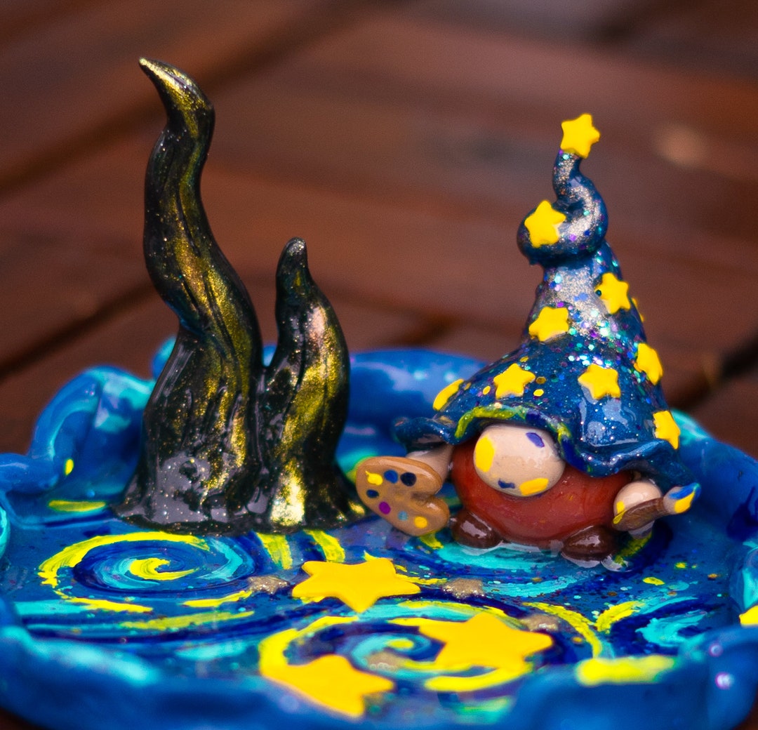 Vincent Van Gnome Starry Night Polymer Clay Trinket Dish Jewelry Dish ...