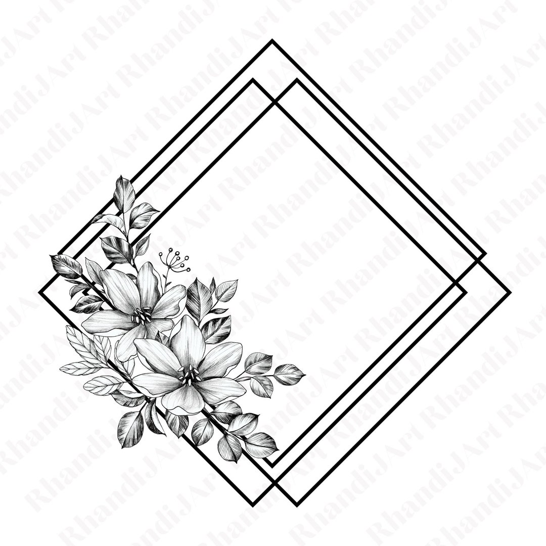 Floral Diamond Frame Png, Floral, Diamond, Frame, Flowers, Bouquet ...