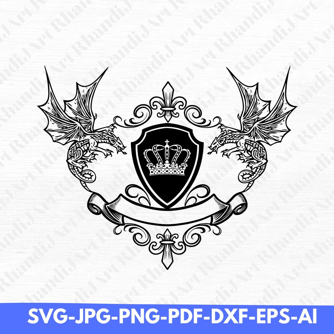 Dragon Royal Crest Svg, Vintage Svg, Family Name Svg, Royal Svg, Family ...