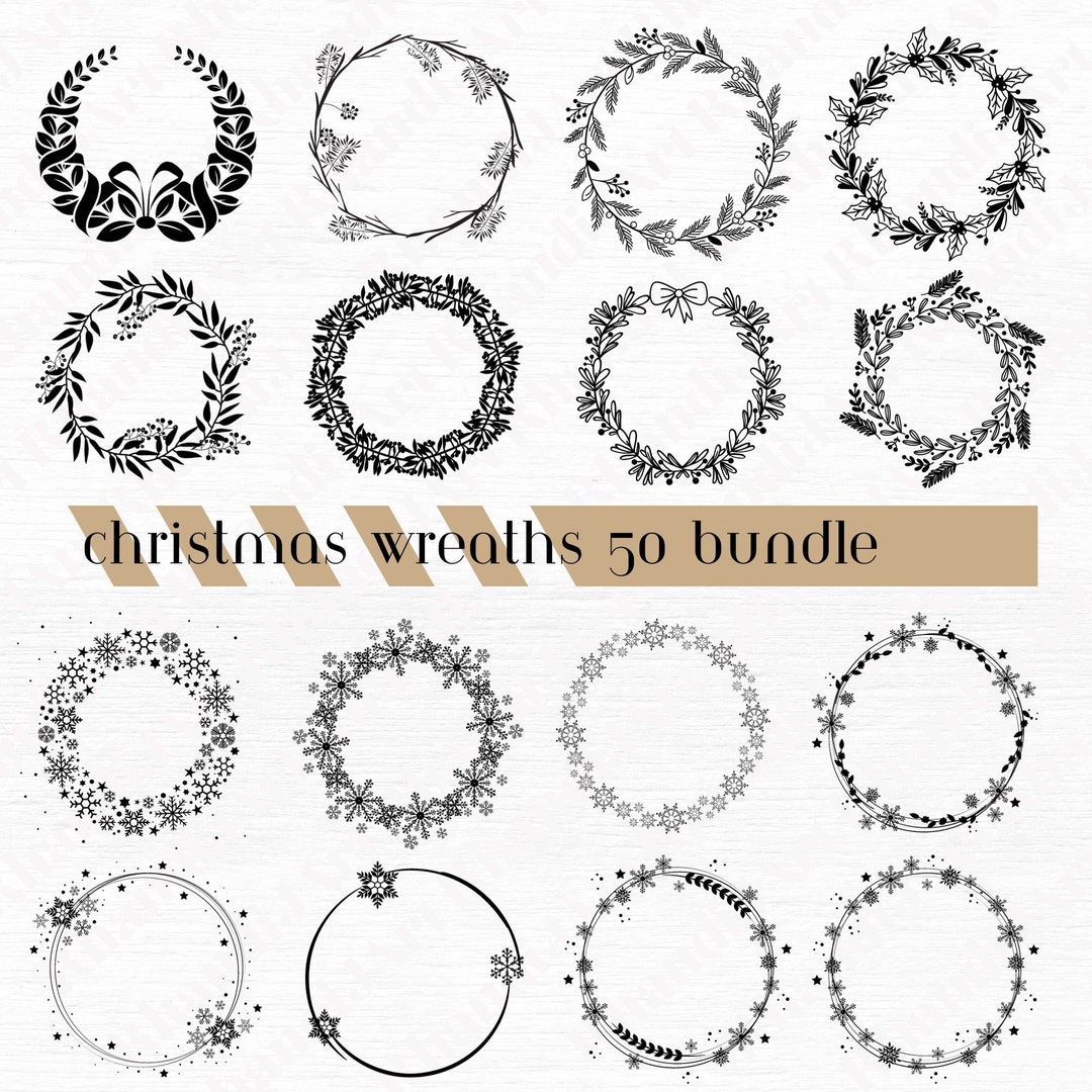Christmas Wreath 50 Bundle, Christmas Svg, Festive Svg, Holiday Season ...