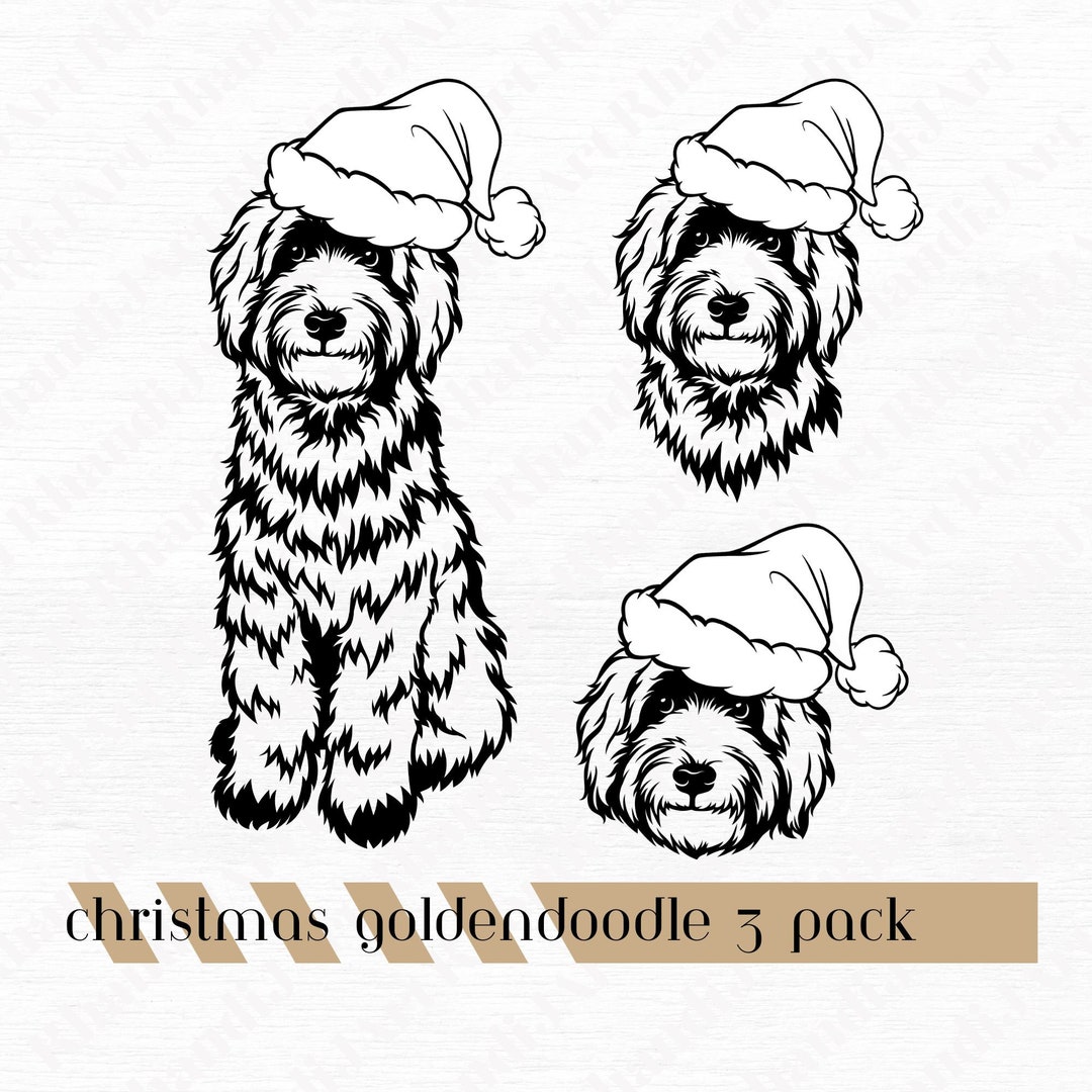 Christmas Golden Doodle Pup 3 Pack Bundle, Goldendoodle Svg, Christmas ...