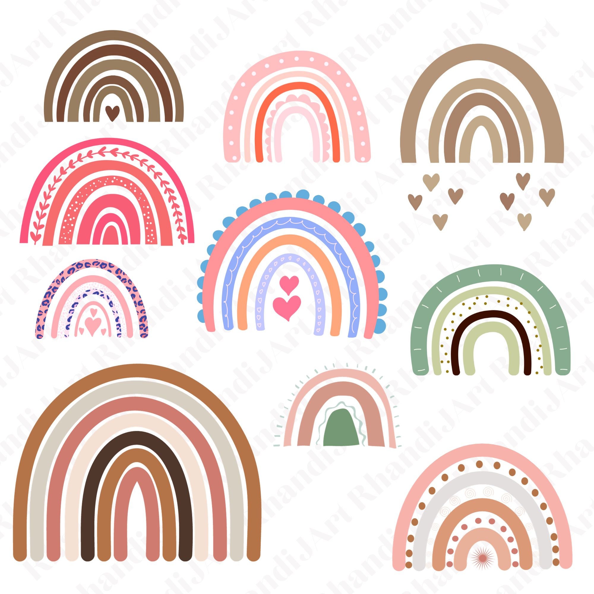 Boho Rainbows 10 Pack Bundle, Rainbows, Cute Rainbow, Modern Boho ...