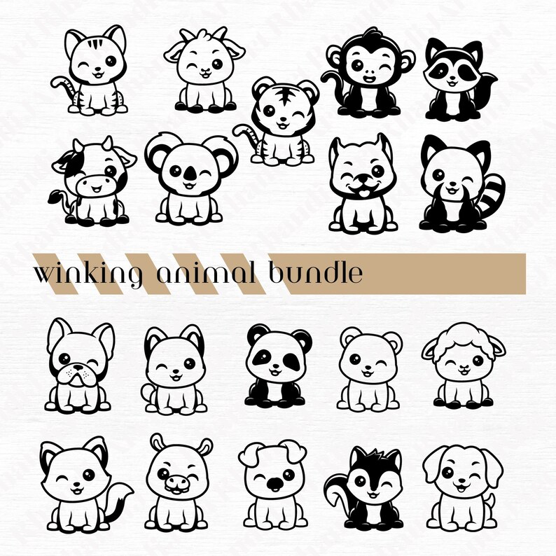 Winking Animals Svg Bundle, Animals Svg, Animal Clipart, Farm Life Svg ...