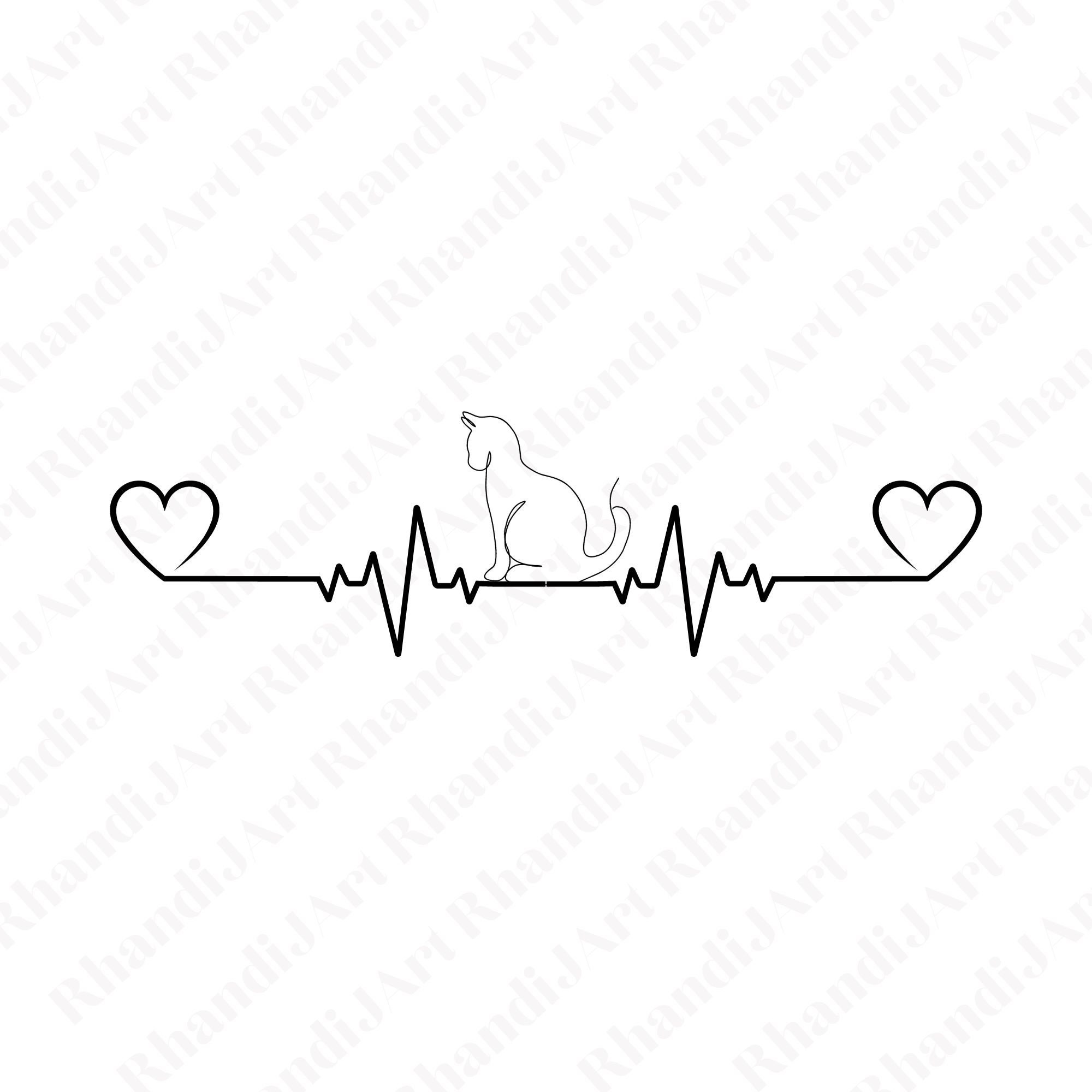 Cat Heart Beat Svg, Cat Love Svg, Heart Beat Svg, Love Svg, Companion ...