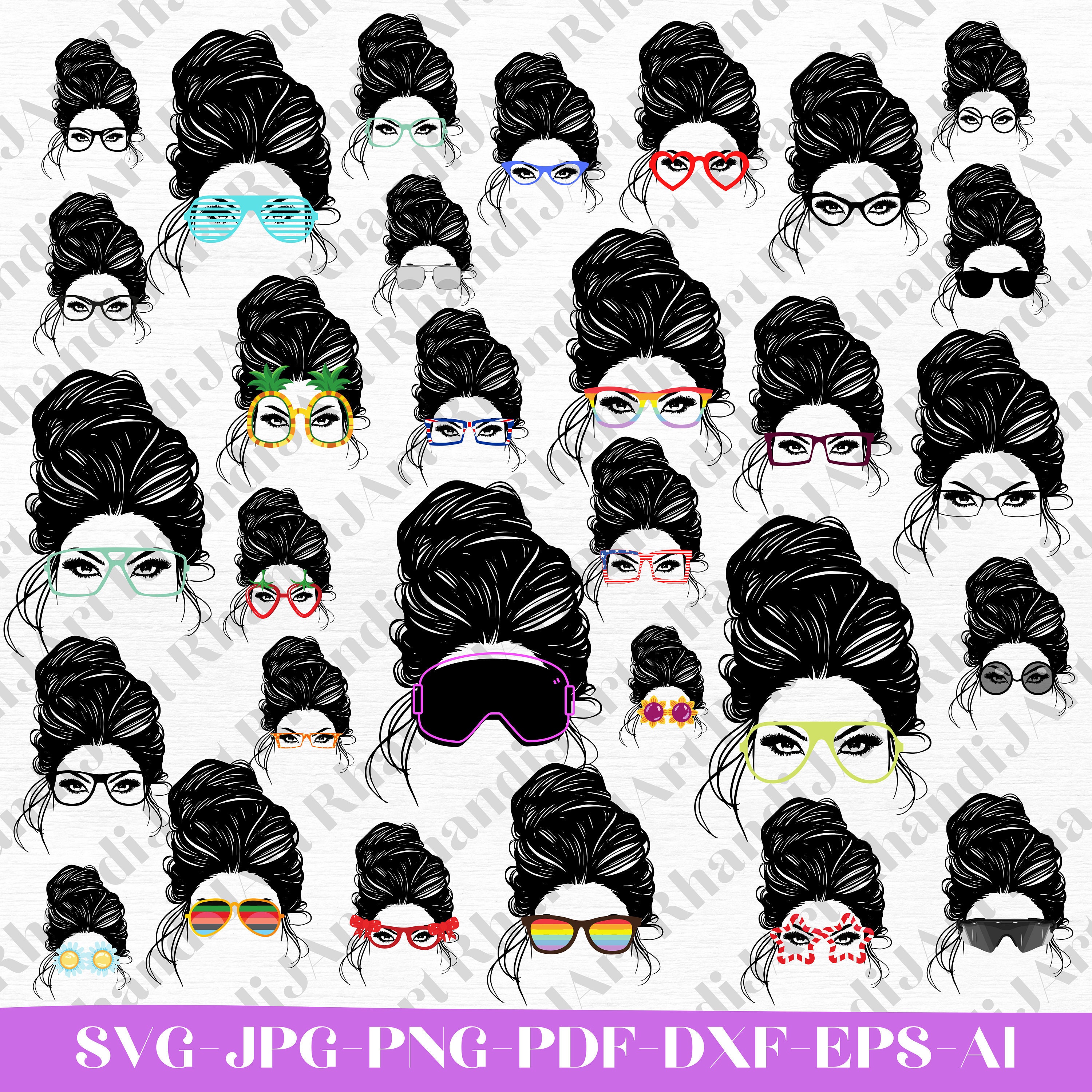 Messy Bun 30 Pack Bundle, Messy Bun W/ Glasses, Momlife W/ Glasses ...