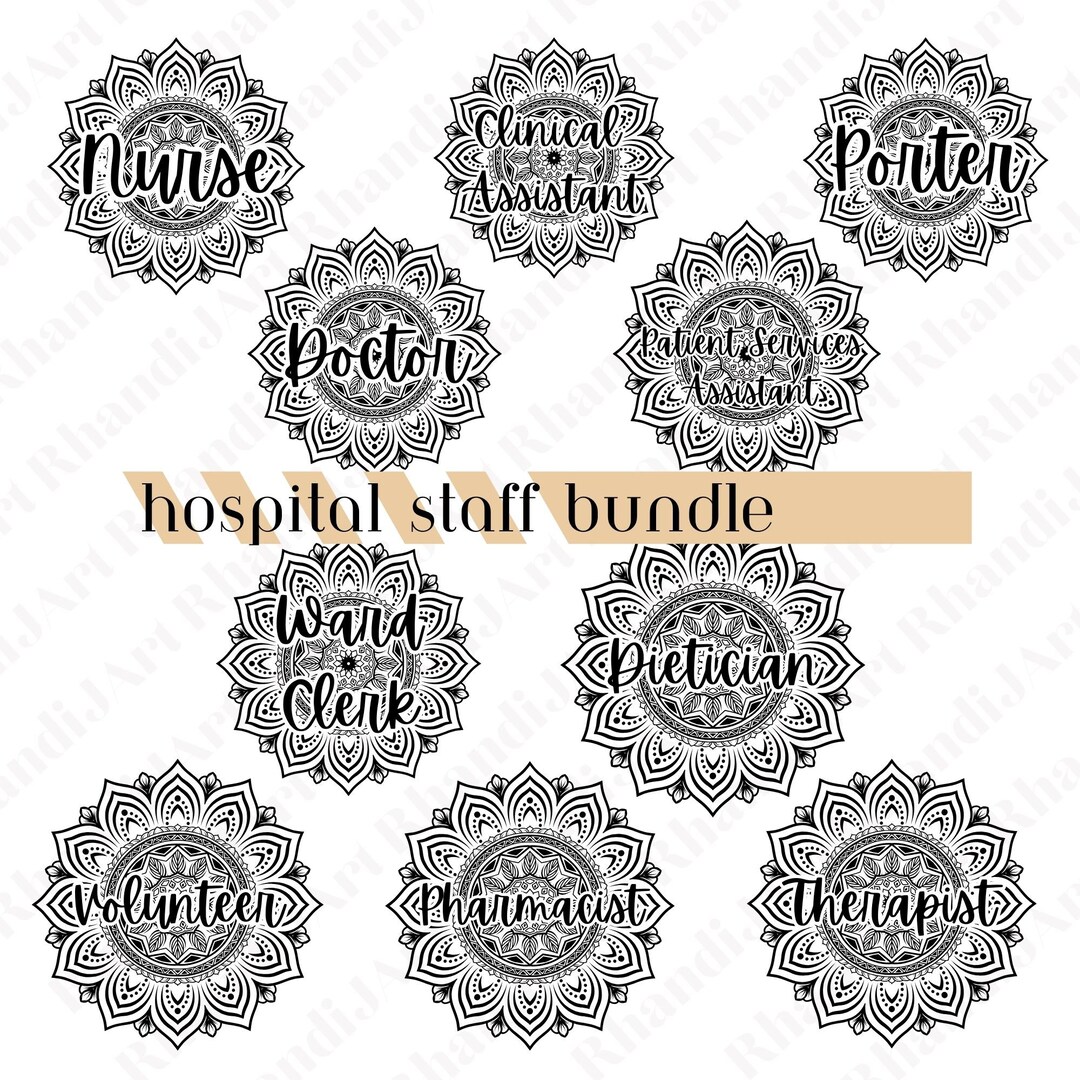 Hospital Staff Floral Mandala Bundle Svg, Mandala Svg, Hospital Svg ...