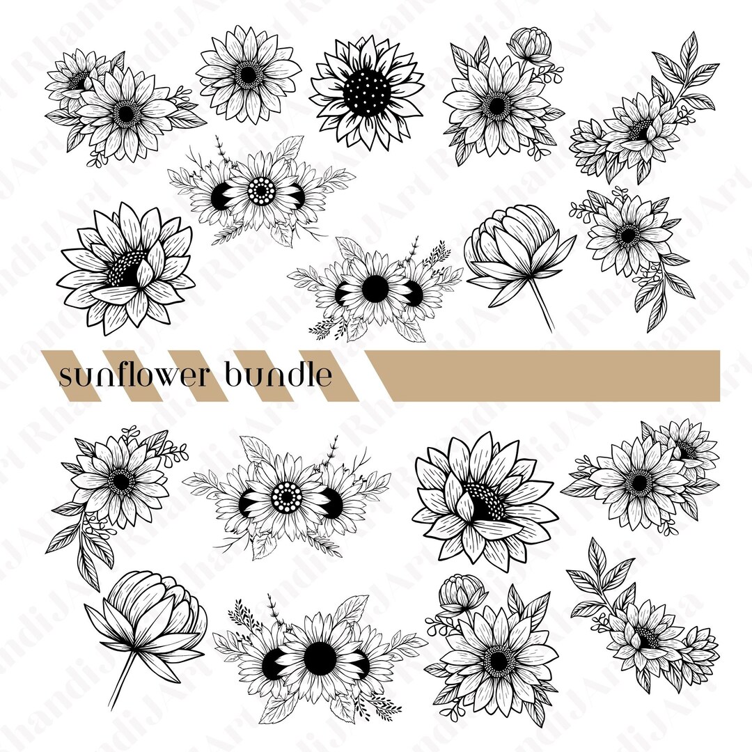 Sunflower 18 Pack Bundle, Sunflower Svg, Flowers Svg, Bouquet Svg ...