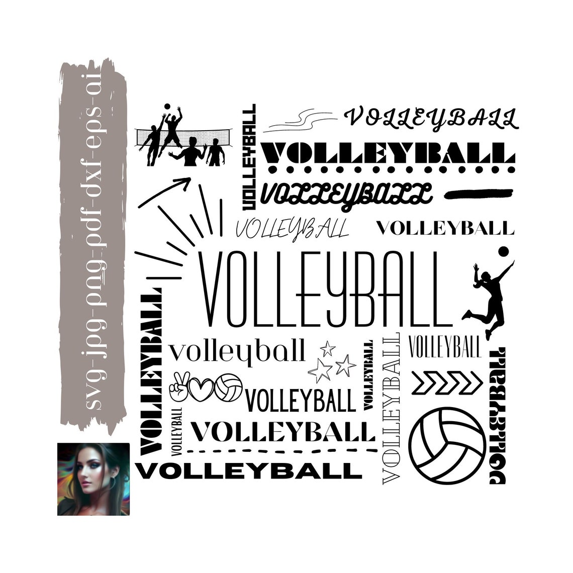 Volleyball Collage Svg, Volleyball Svg, Beach Sports Svg, Net Sports ...