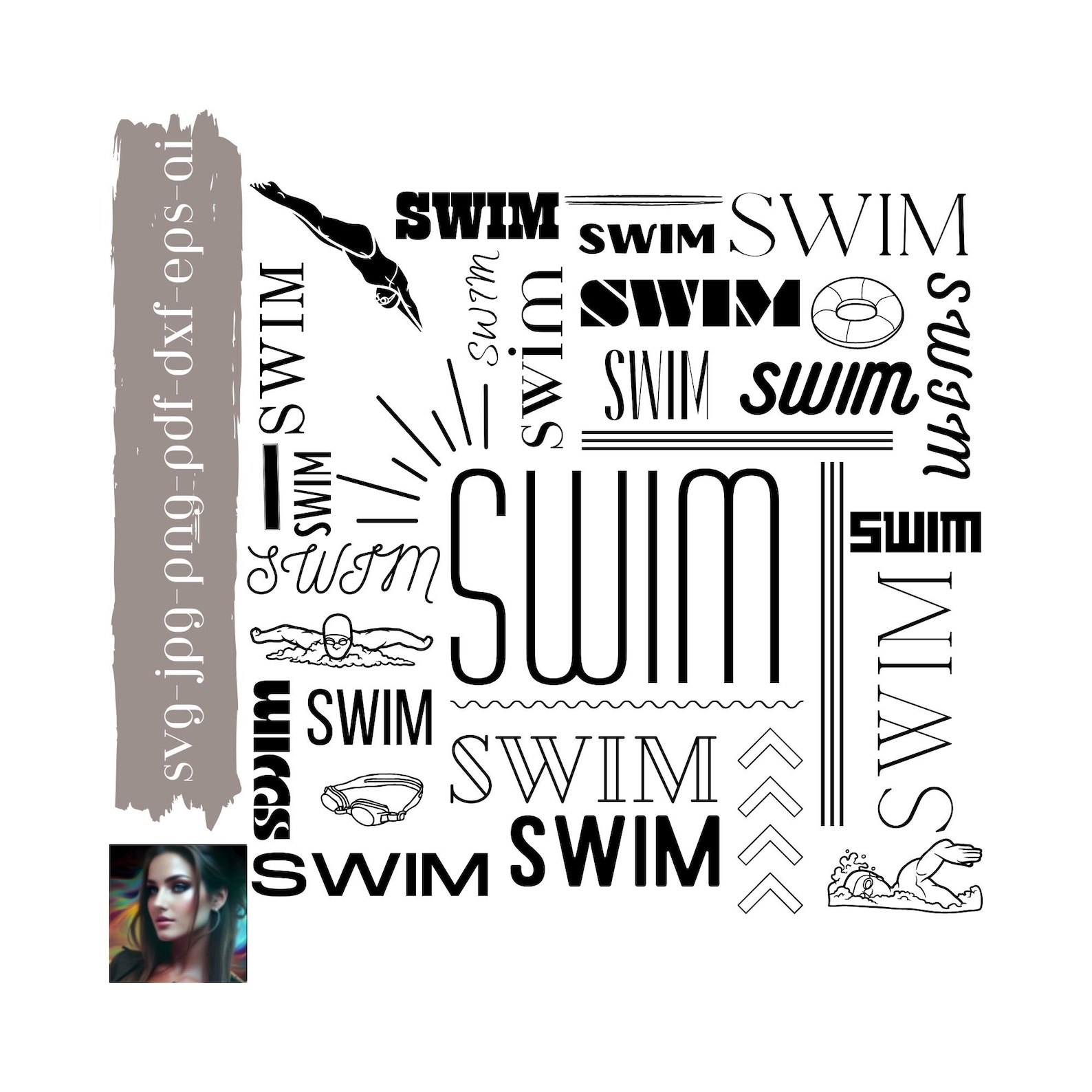 Swim Collage Svg Swimming Svg Anchor Svg Freestyle Svg - Etsy