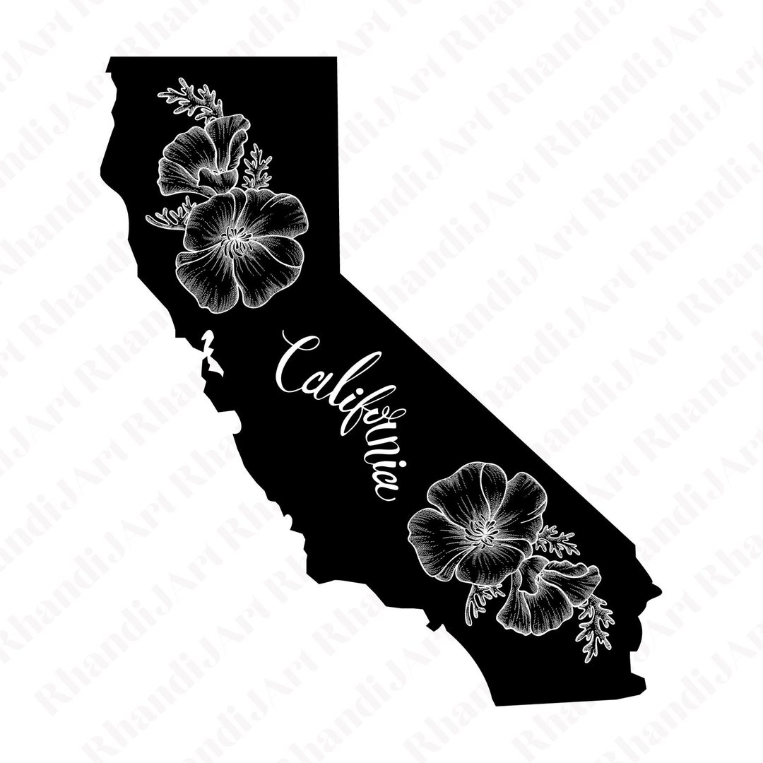 California State With Poppies and California in Center, California ...